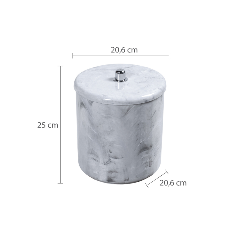 Cesto Multiuso Com Tampa 6L Astra Branco Marmorizado