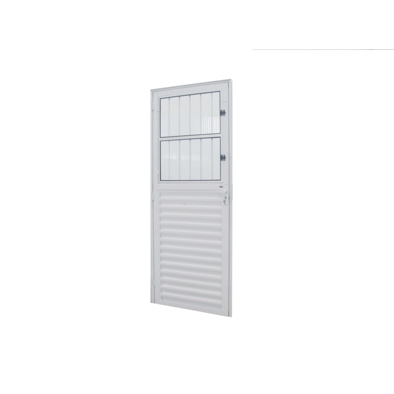 Porta Alumínio Postigo 210X90 Branca Janellot Lado Direito